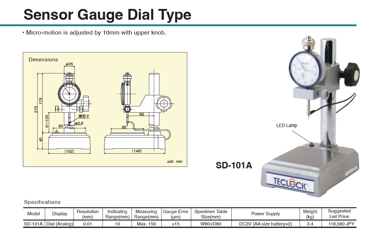 Ichiban Precision Sdn Bhd - Teclock - Teclock Sensor Dial Gauge, Sensor ...