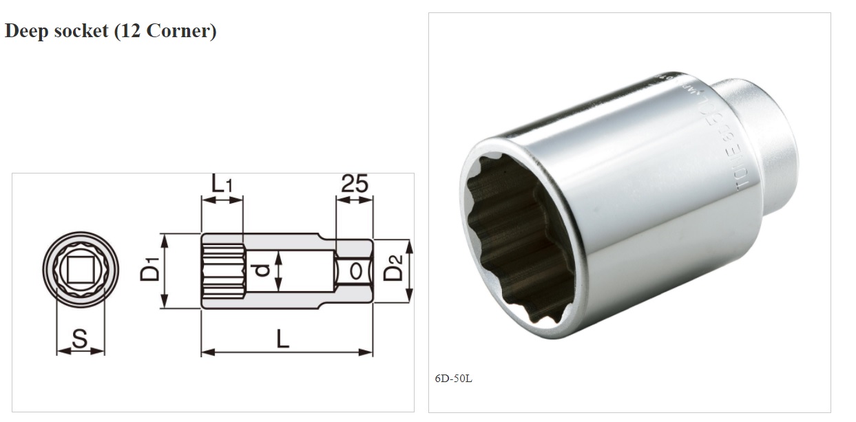Ichiban Precision Sdn Bhd - Tone - Tone Socket (6 Corner), Deep socket ...